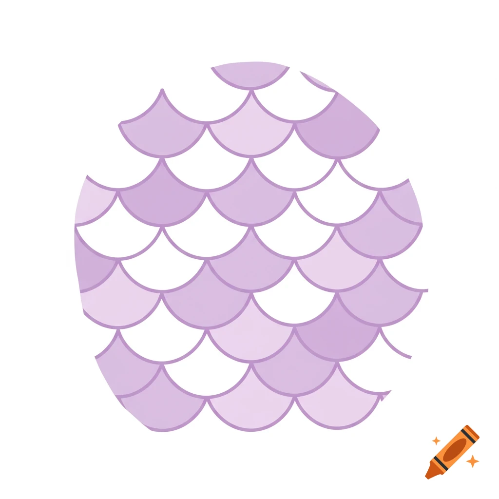 A circular pattern of overlapping lilac mermaid scales with white ...