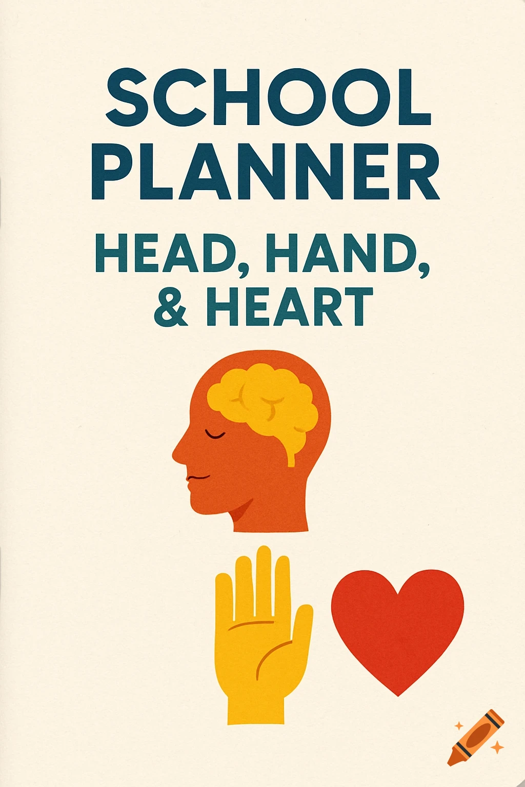 Illustration for a school planner cover with text 'SCHOOL PLANNER HEAD ...