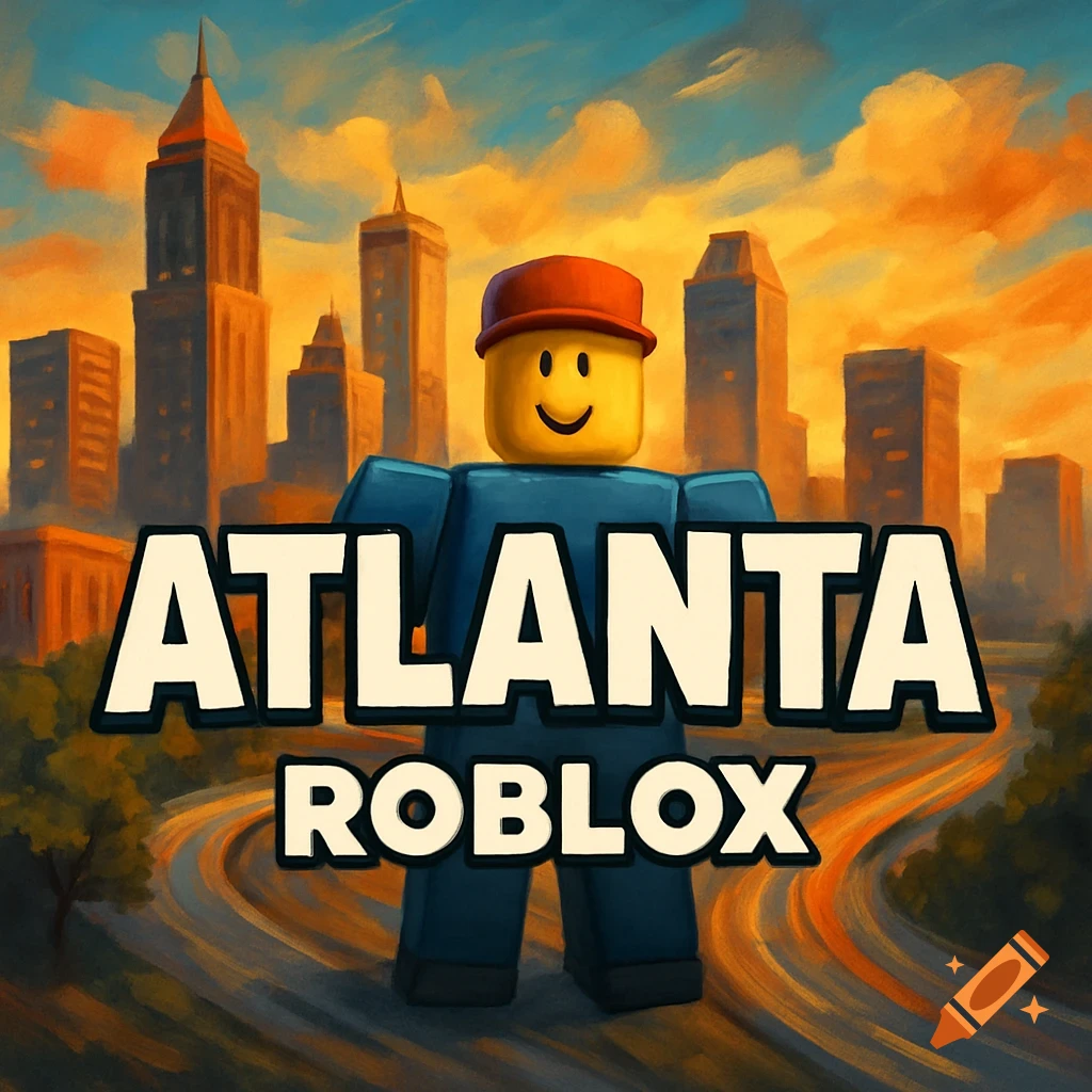 Roblox character in front of Atlanta city skyline with ATLANTA ROBLOX ...