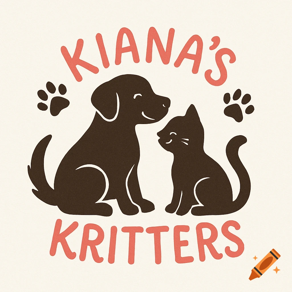 Logo with a dog and cat silhouette and the text Kiana's Kritters. on ...