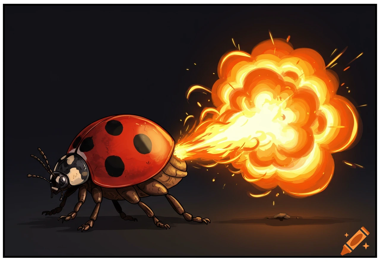Cartoon illustration of a ladybug-like creature farting a large ...