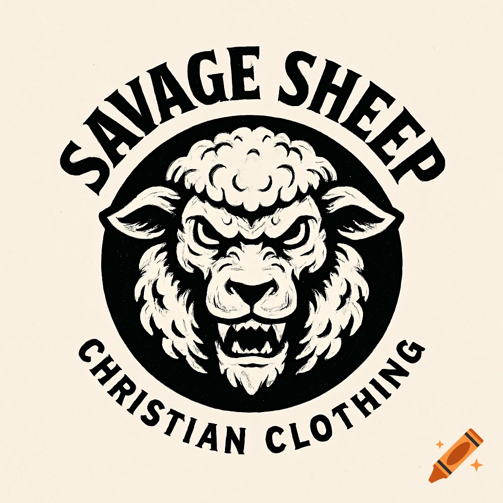 Black and white logo of a fierce sheep face surrounded by the text ...