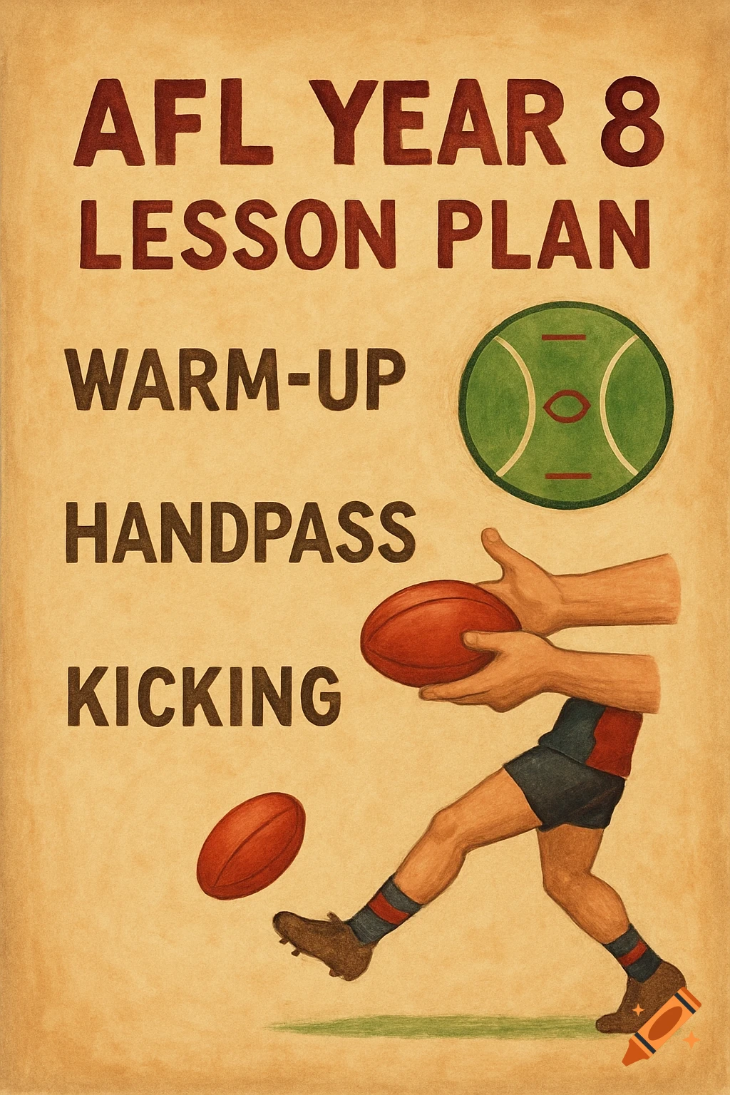 Illustration of an AFL lesson plan poster with text and a figure ...