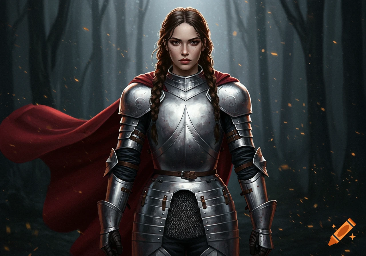 A portrait of a woman with braided hair wearing ornate silver fantasy ...