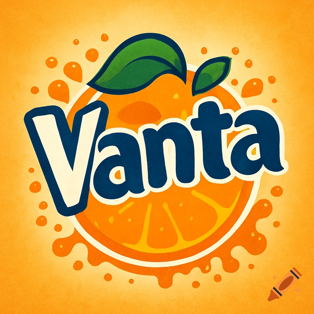 Logo for Vanta, featuring an orange slice and leaves, in a juice brand ...