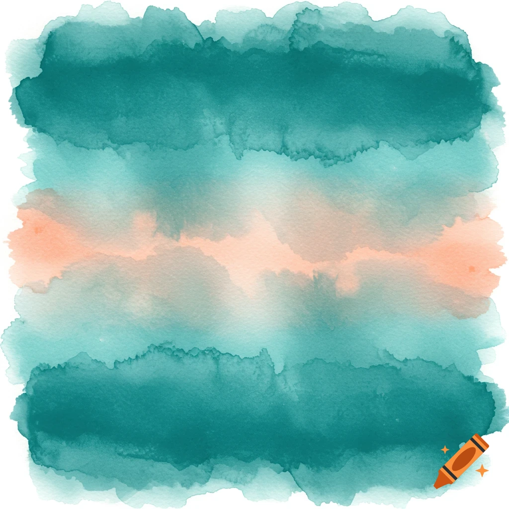 Abstract watercolor background with teal and peach colors. on Craiyon