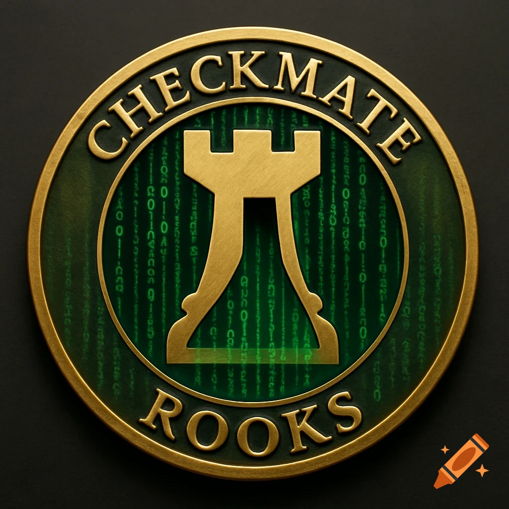 A round military challenge coin with a golden chess rook cutout on a ...