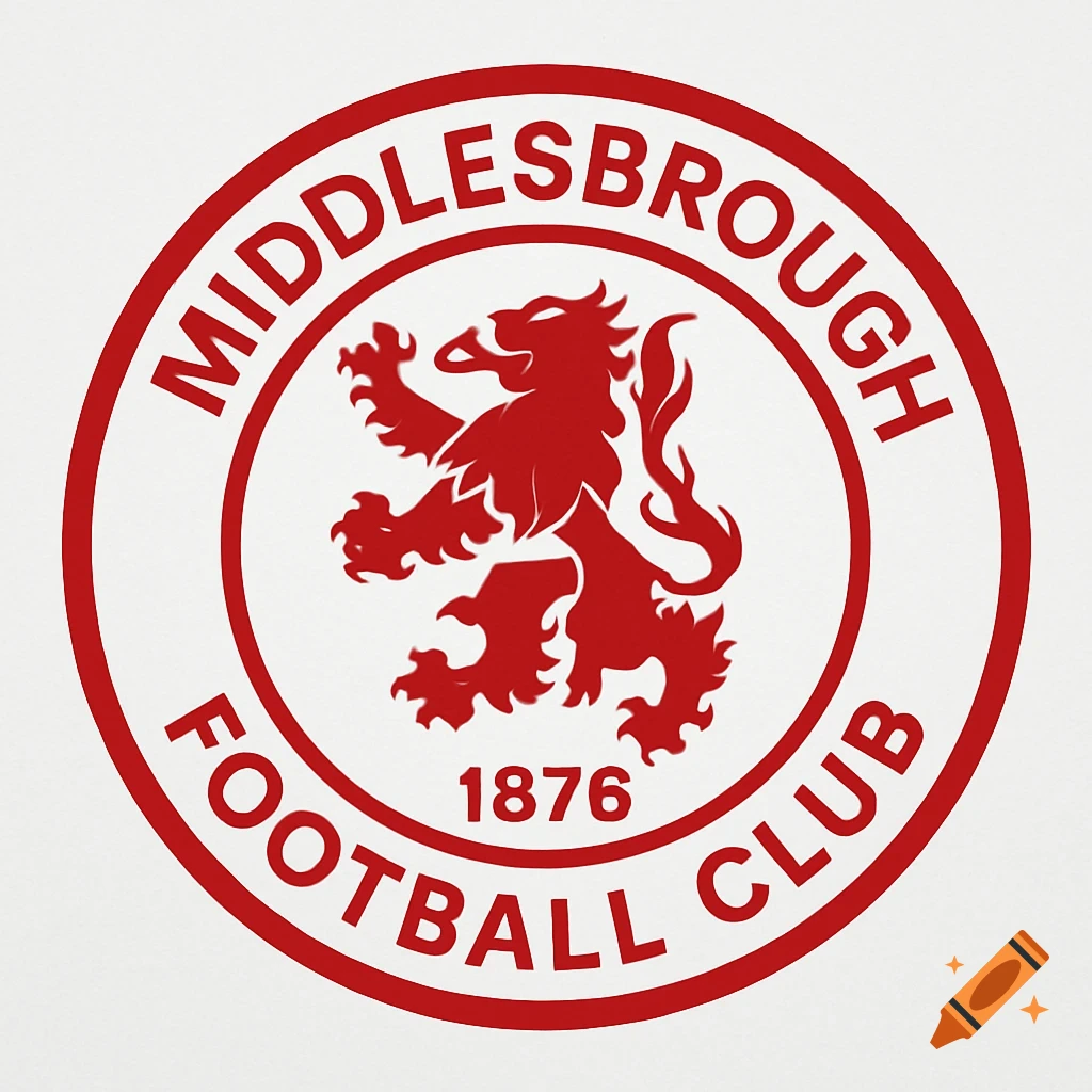 Red and white circular logo for Middlesbrough Football Club with a ...