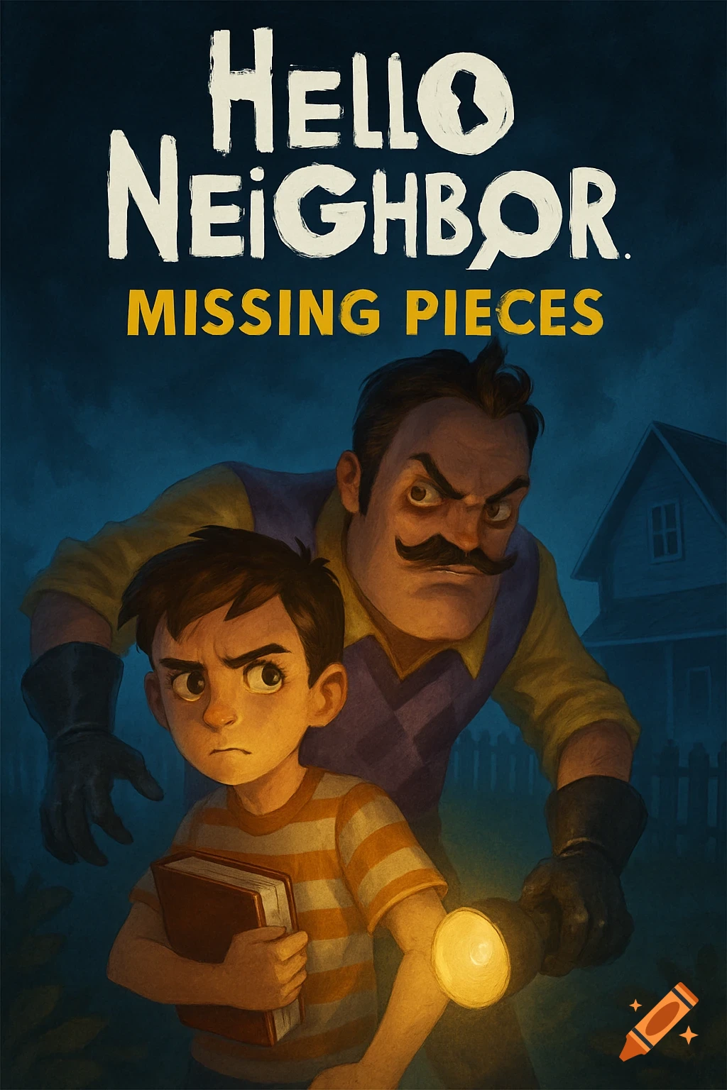 Illustrated book cover art for Hello Neighbor: Missing Pieces ...
