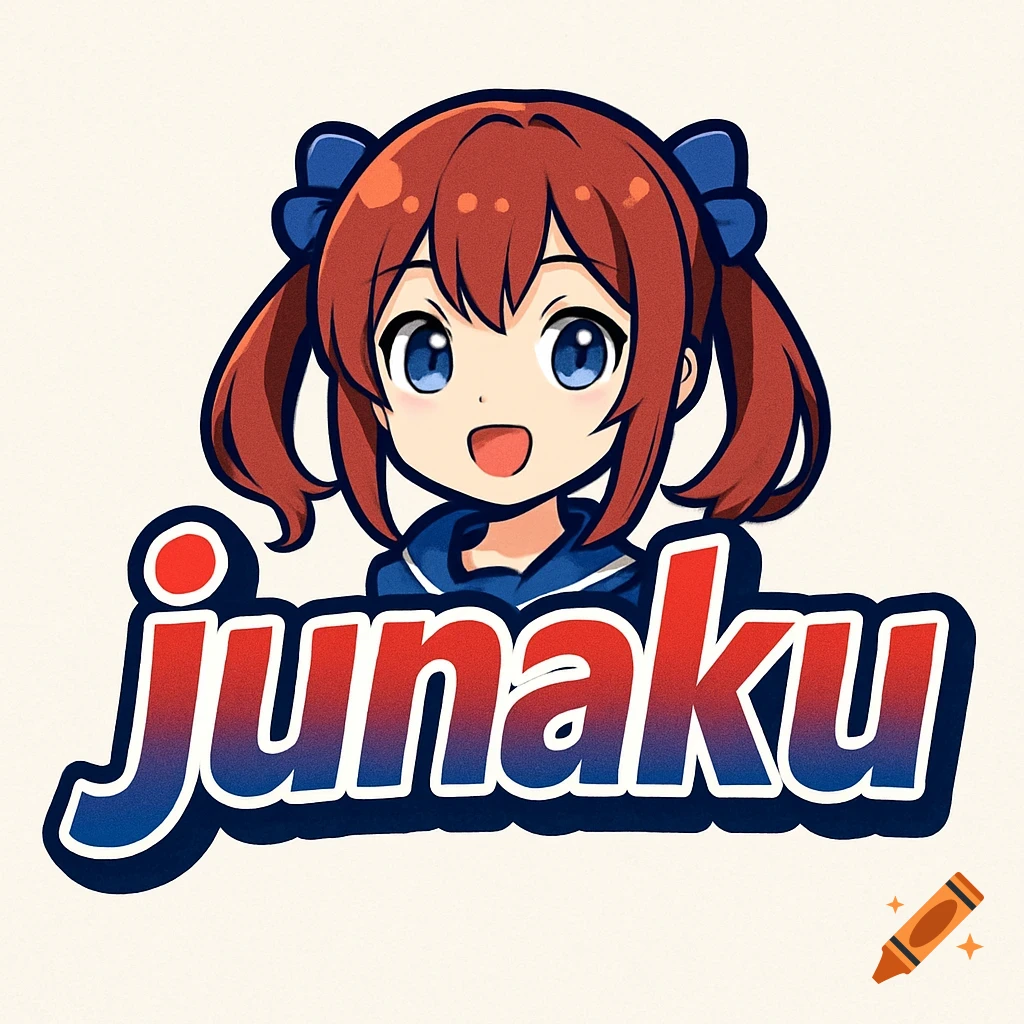 Anime style logo with a girl character and the word 'junaku' on Craiyon