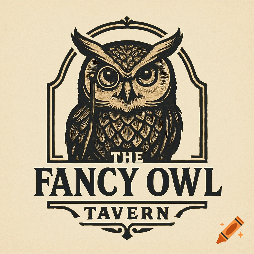 Stylized logo illustration of an owl wearing a monocle over 'THE FANCY ...