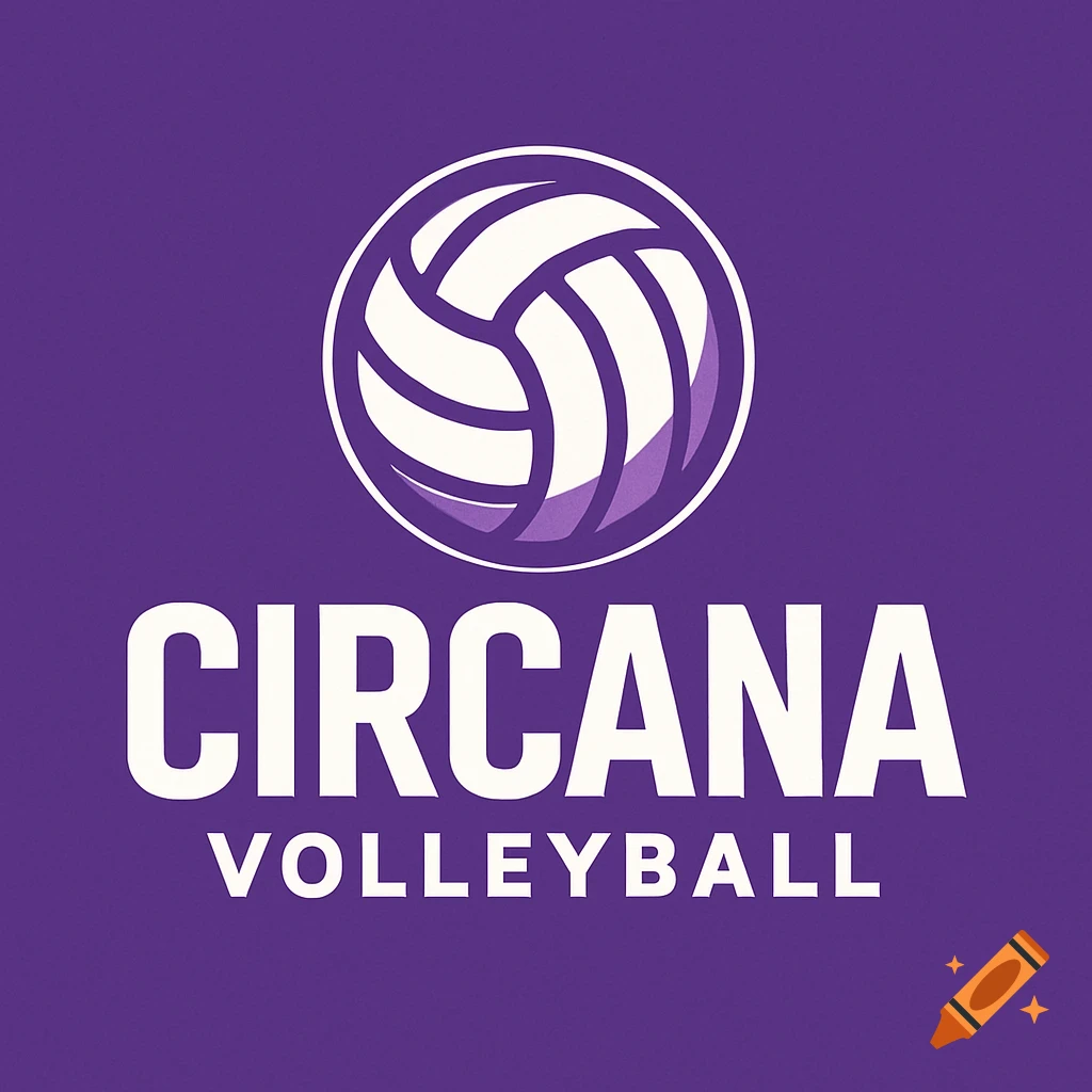 Logo for Circana Volleyball with a stylized volleyball icon on a purple ...