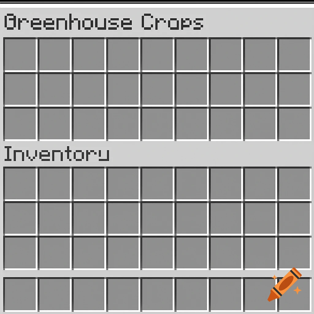 A pixelated Minecraft GUI showing empty grid slots with text labels ...