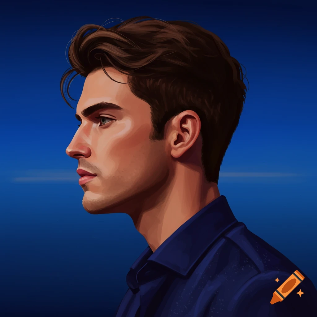 Side profile digital painting portrait of a man on Craiyon