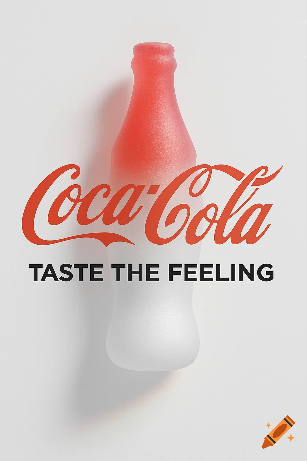 A minimalist poster with a frosted red and white Coca-Cola bottle shape ...