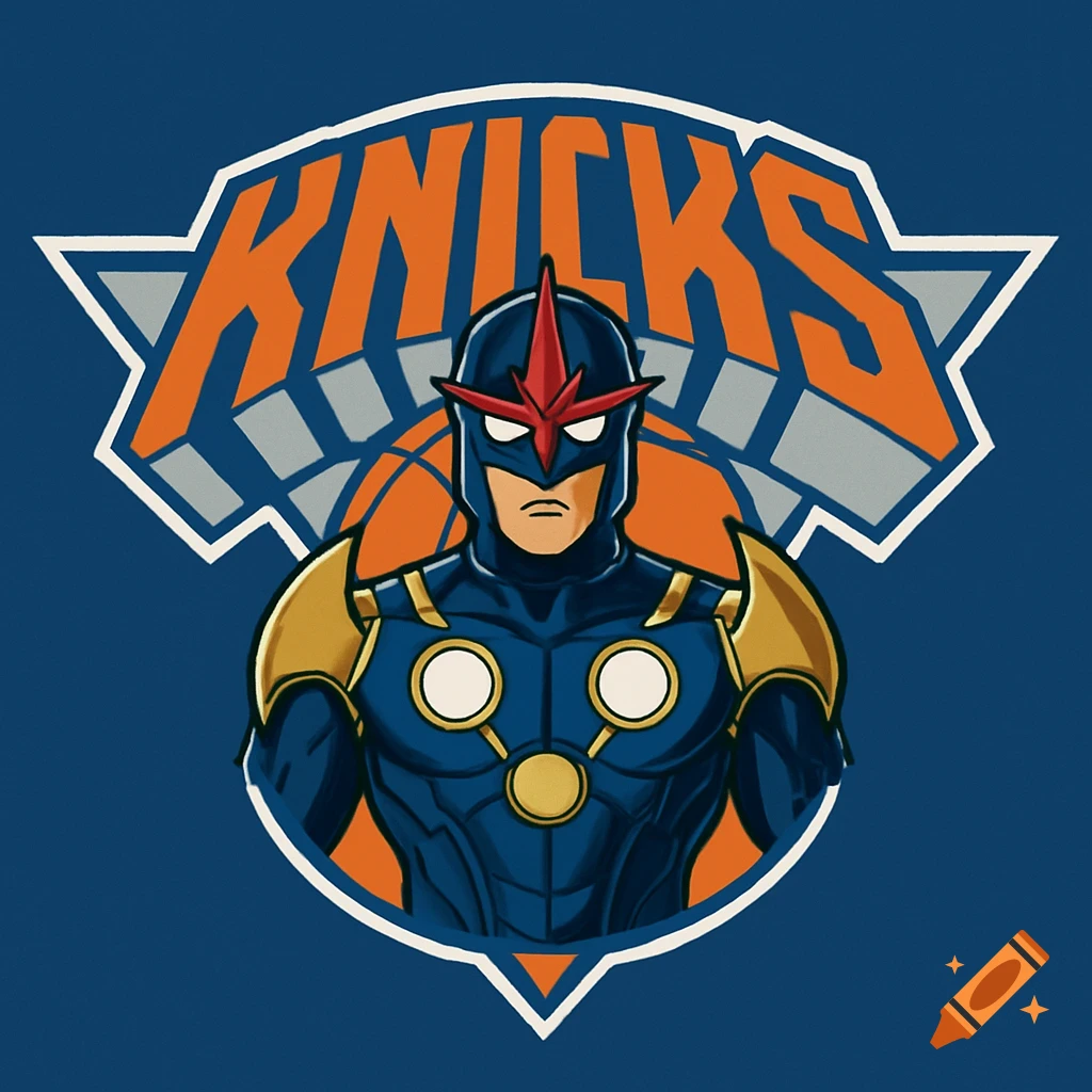 Illustration of the superhero Nova inside the New York Knicks logo. on ...