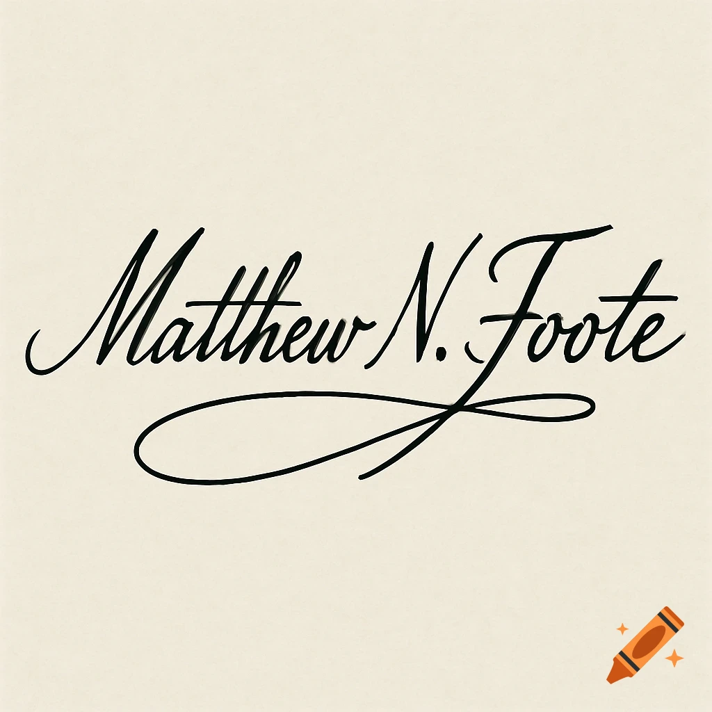 A black script signature for Matthew N. Foote on a light background. on ...