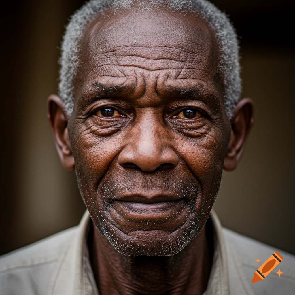 Close-up photorealistic portrait of an elderly Black man. on Craiyon