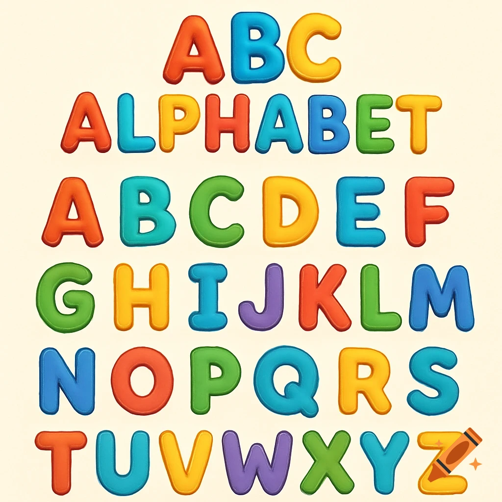 Colorful ABC alphabet letters on Craiyon