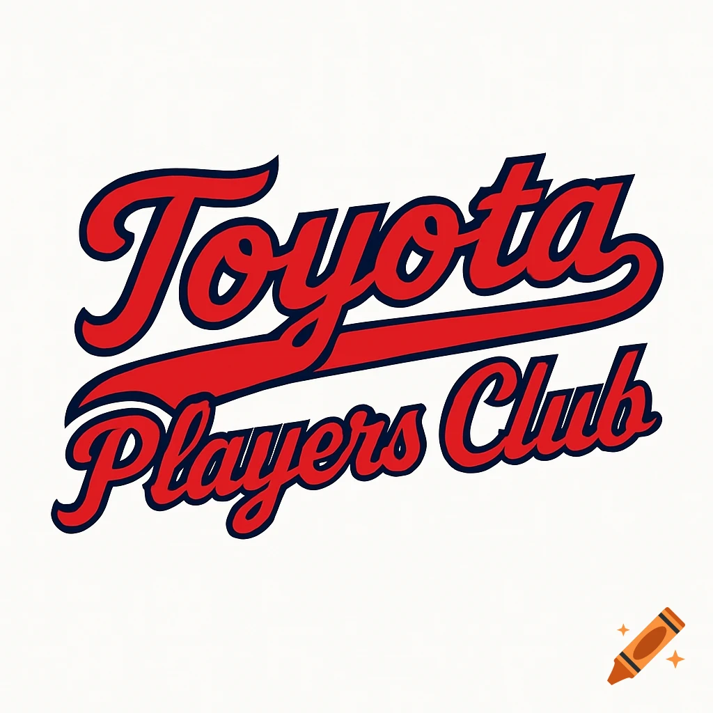 Logo with the text 'Toyota Players Club' in red and blue script font ...