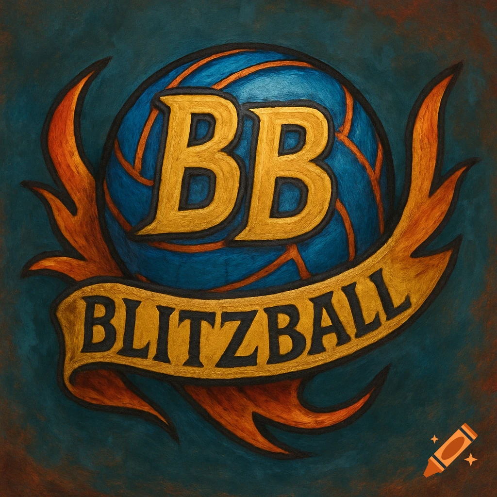 Logo for Blitzball with letters BB and word BLITZBALL on a banner, with ...