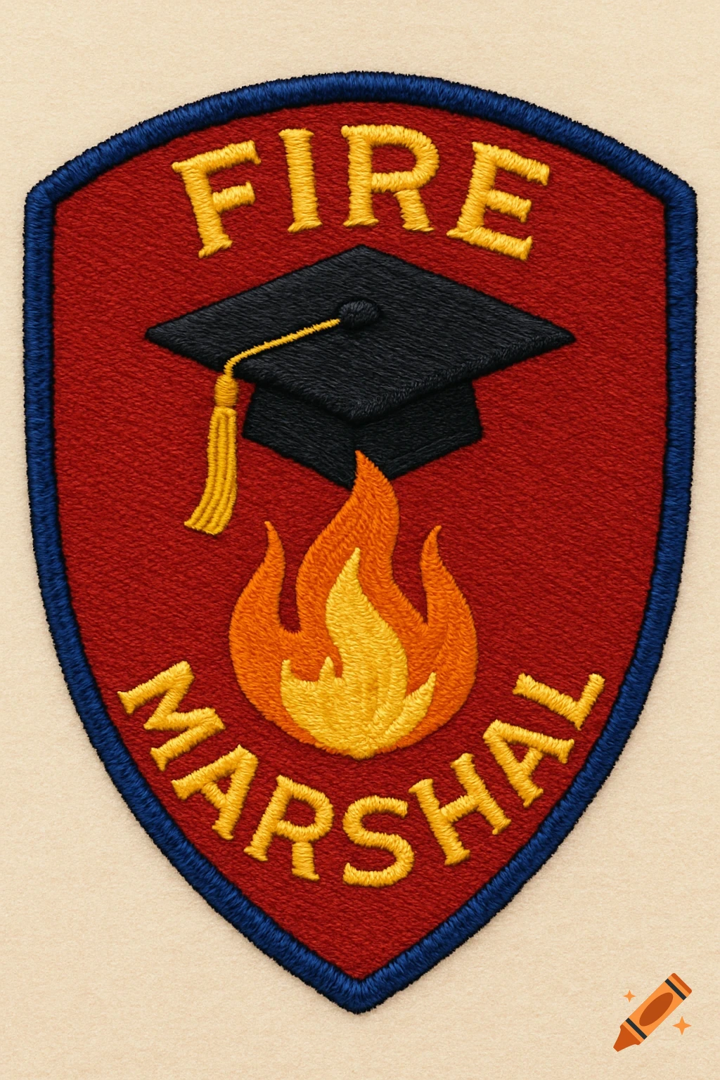 An embroidered patch with the words FIRE MARSHAL above and below a ...
