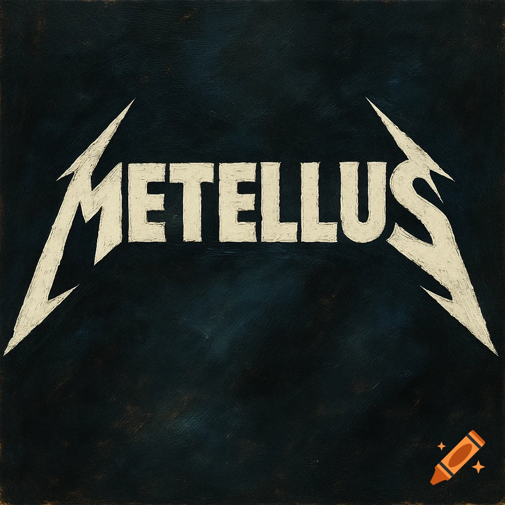 Logo reading METELLUS in the style of the Metallica logo on a dark ...