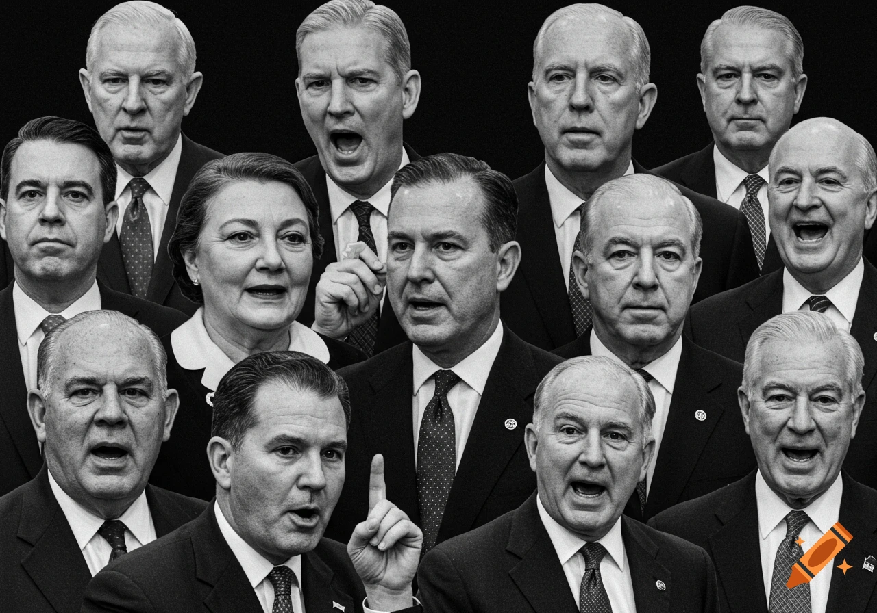 Black and white photo collage of multiple politicians with varied ...
