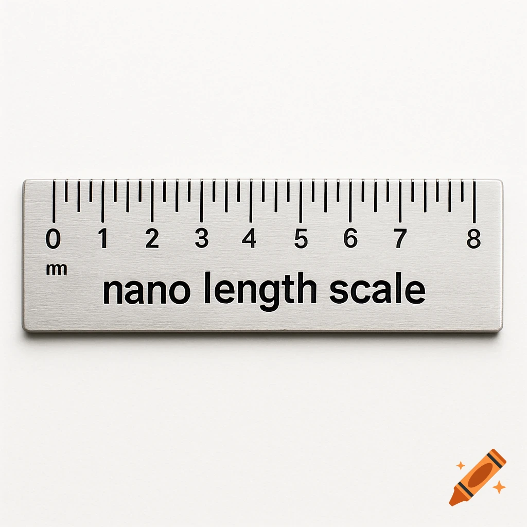 Close-up photo of a metal ruler on a white background. It has ...
