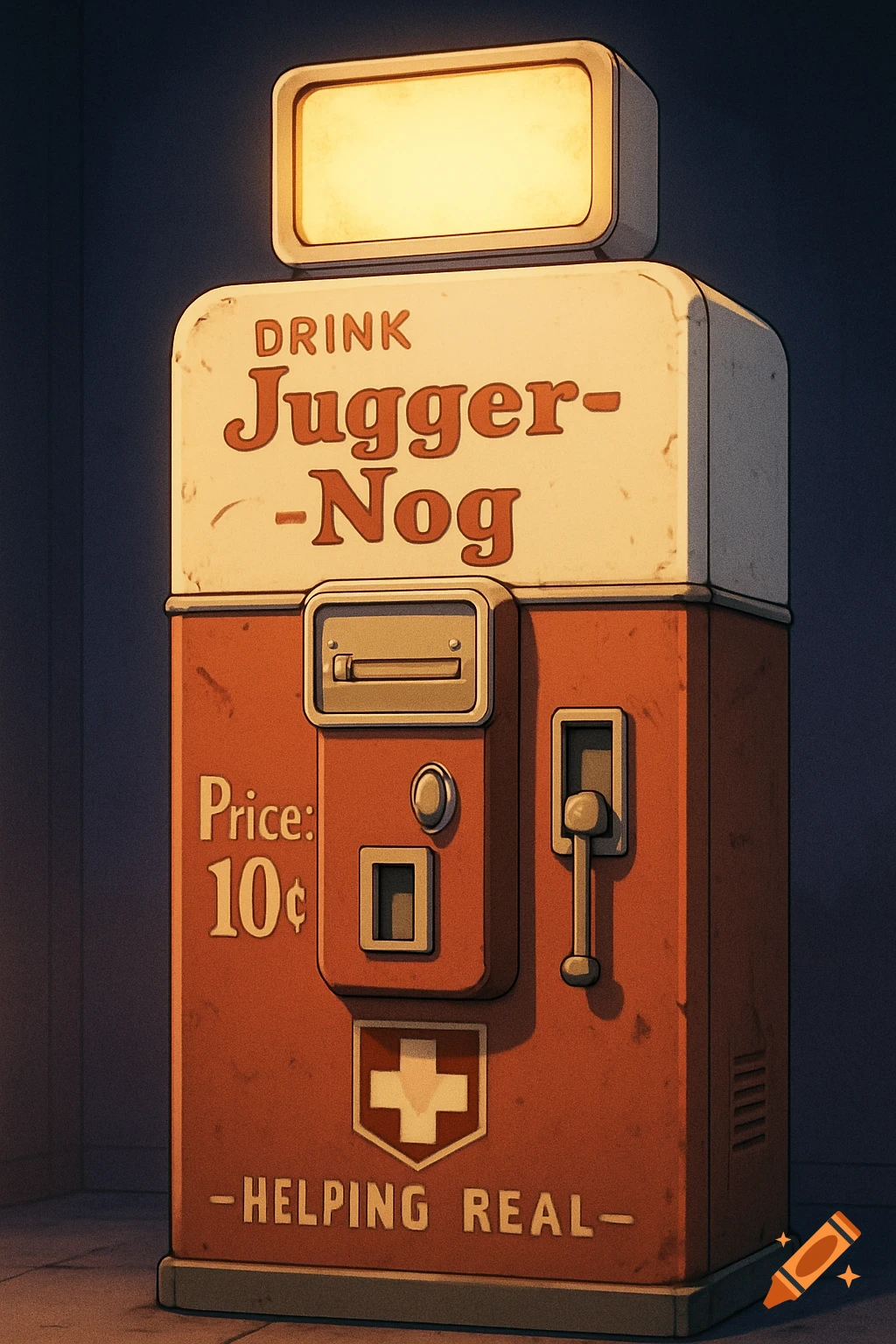 Anime style illustration of a red and white vintage vending machine ...