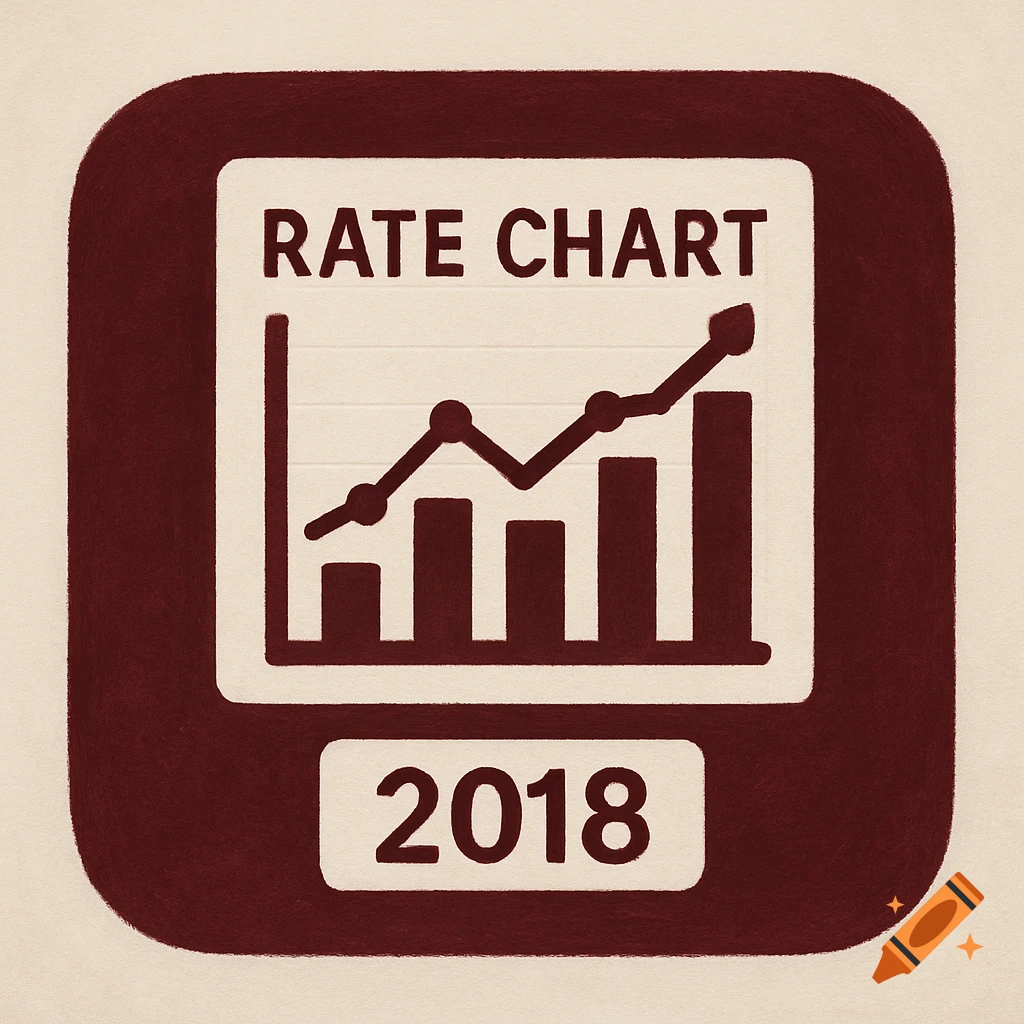 Maroon icon showing a chart with bars and a line, labeled 'RATE CHART ...