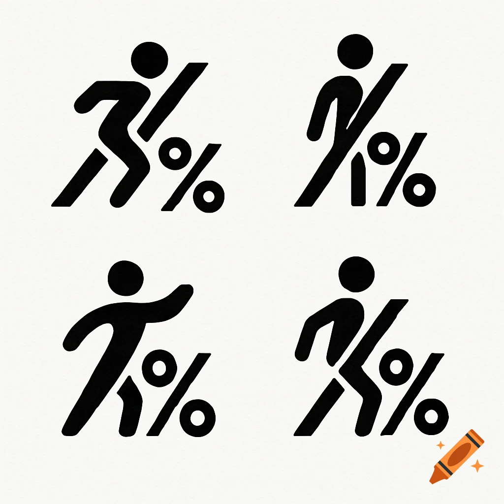 Four variations of a black abstract logo combining human figures with ...