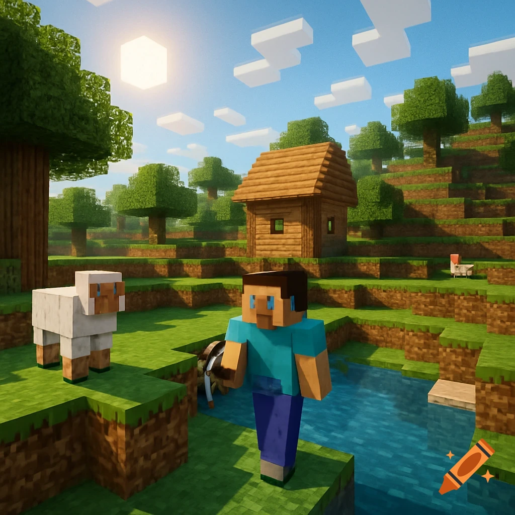 Minecraft Steve With Sheep