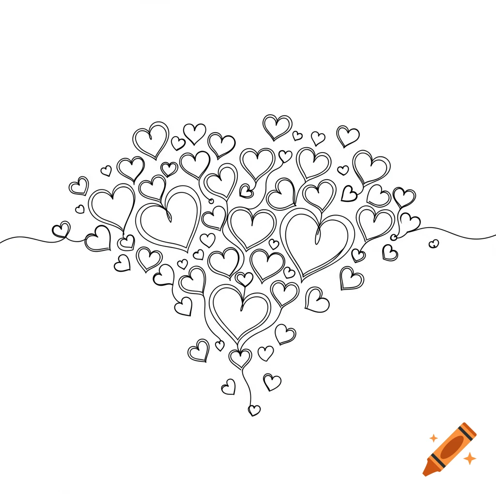 A black and white line drawing forming a cluster of interconnected ...