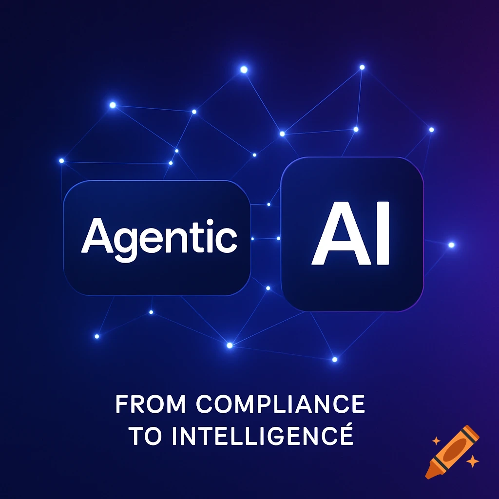 Tech graphic with 'Agentic AI' connected by glowing lines on a gradient ...