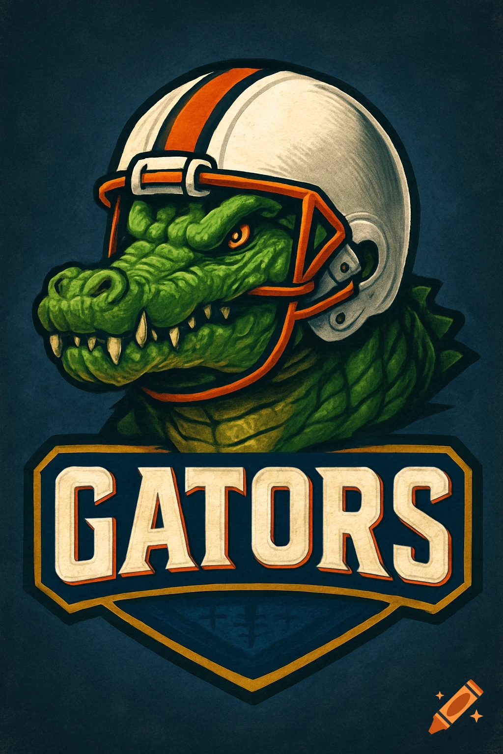 Illustration of a gator wearing a football helmet with the word GATORS ...