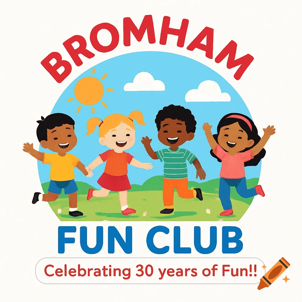Logo for Bromham Fun Club featuring diverse children playing outdoors ...
