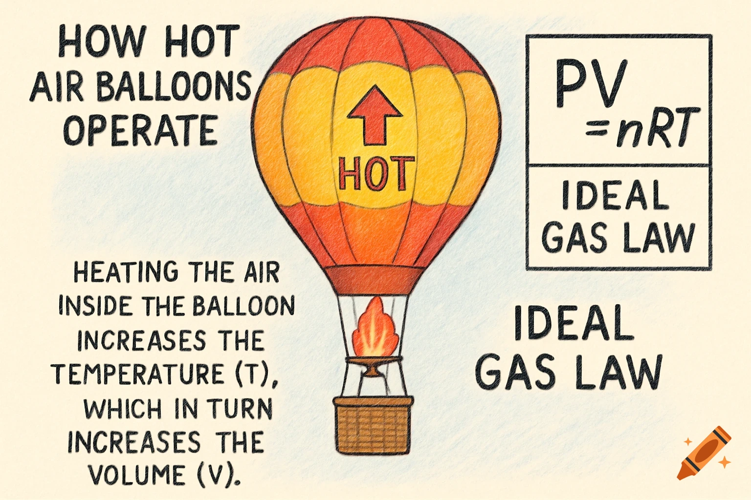 Illustration showing a hot air balloon with text explaining its ...