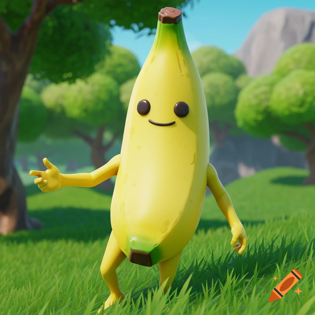 A 3D render of Peely, the anthropomorphic banana character from ...