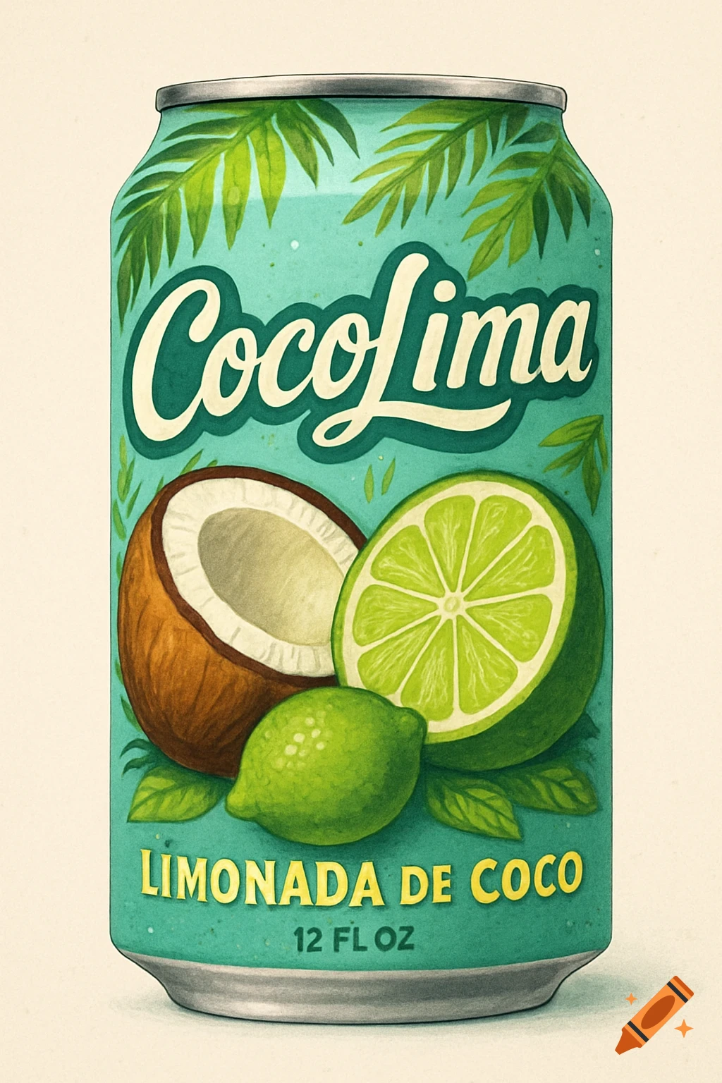 Illustration of a can of Cocolima Limonada de Coco with coconut, lime ...