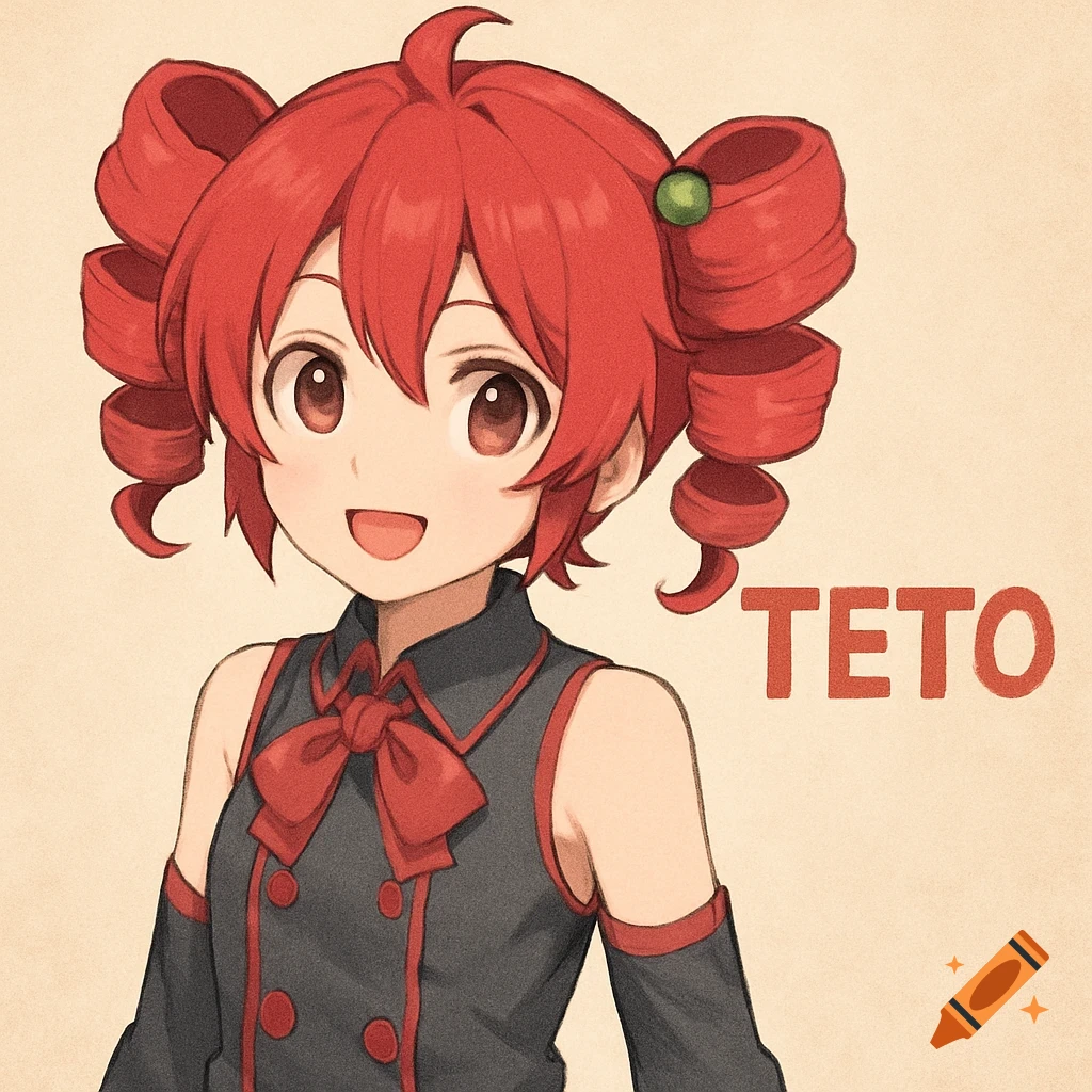 Anime portrait of a red-haired girl with ribbon pigtails, smiling, with ...