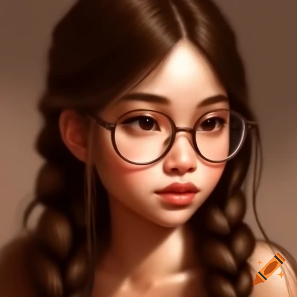 Beautiful Filipino woman with long braided hair and eyeglasses in a ...