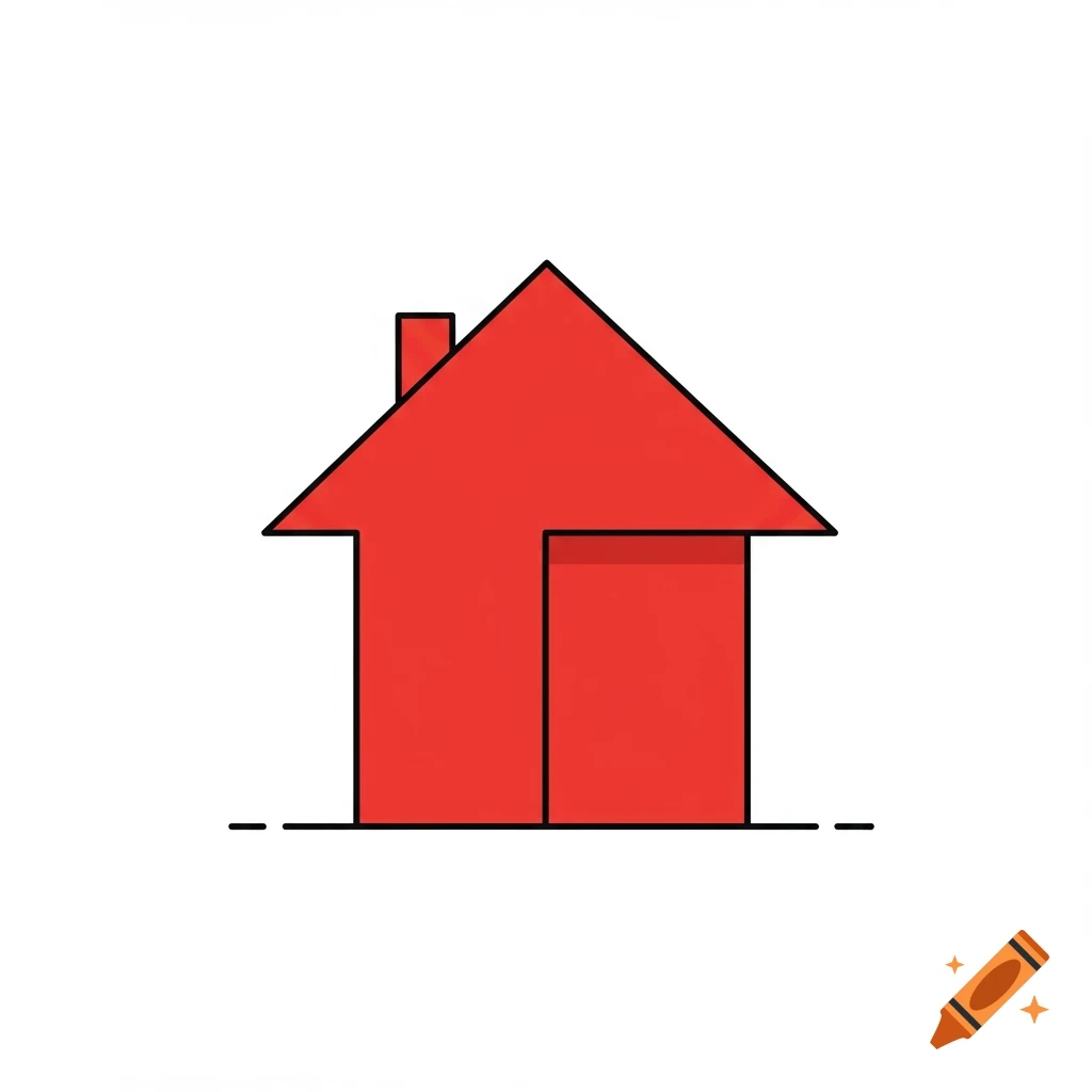 A simple red house illustration with a triangle roof and chimney. on ...