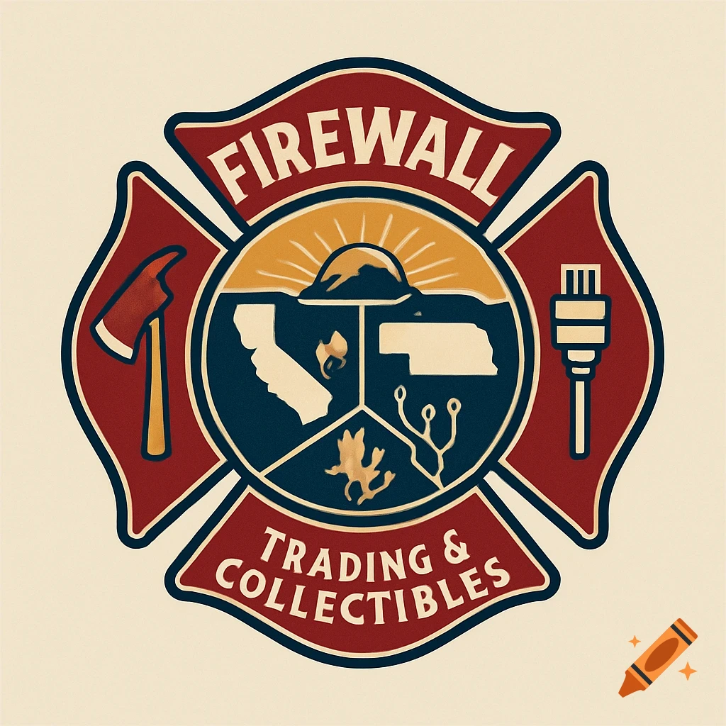 Firefighter cross logo featuring an axe, network cable, maps of ...