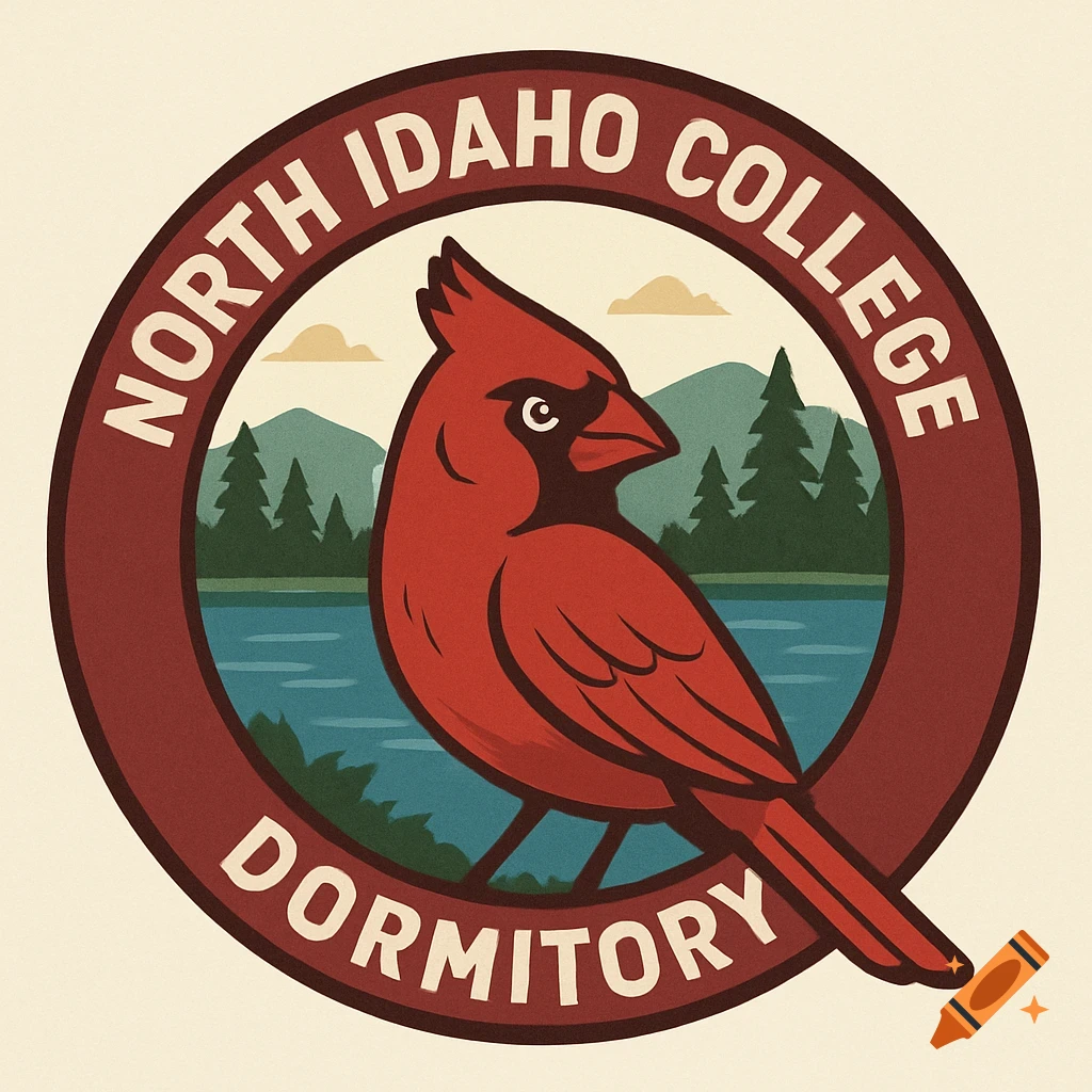 Logo for North Idaho College Dormitory featuring a cardinal bird in a ...