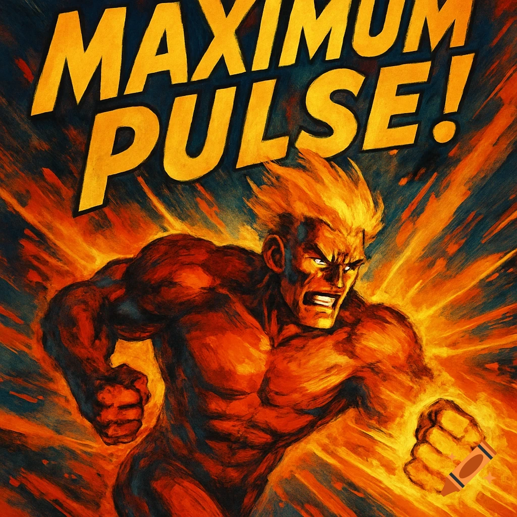 Comic book cover of a man with fiery powers and hair, with 'MAXIMUM ...