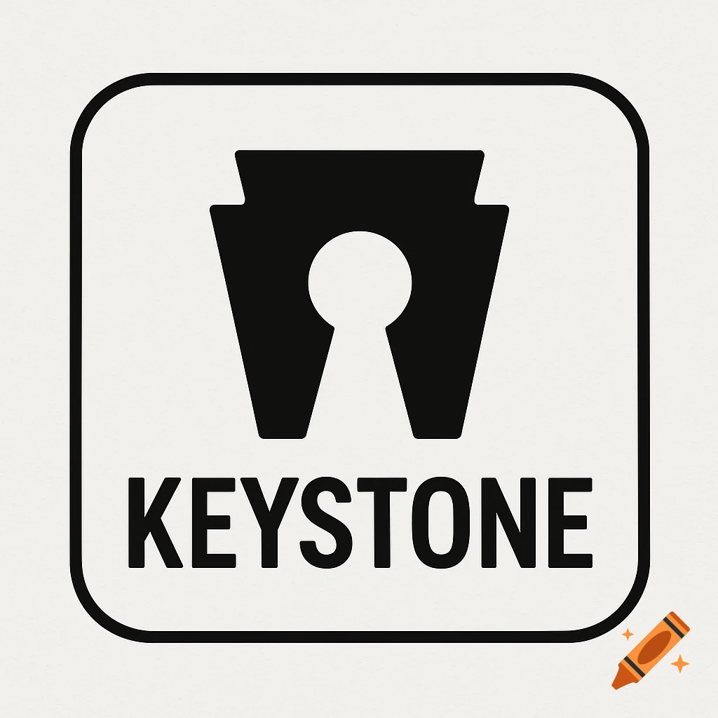 Black and white keystone logo with rounded edges and KEYSTONE text on ...