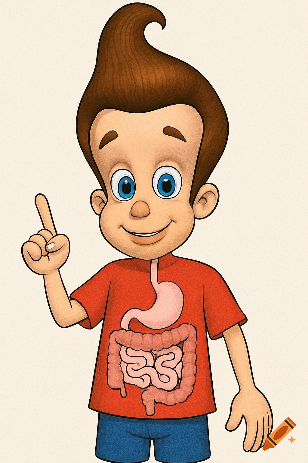 Cartoon drawing of Jimmy Neutron showing his digestive system diagram ...
