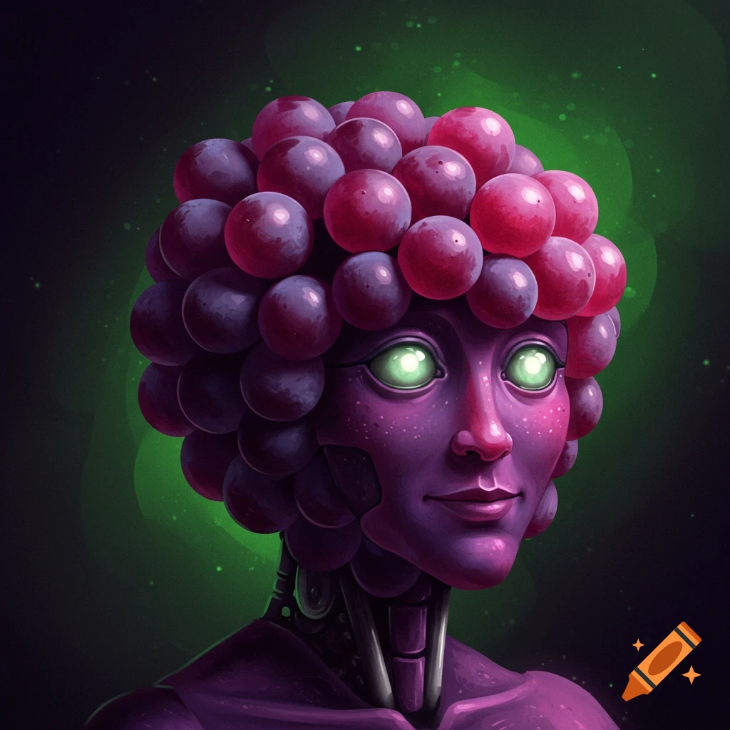 Surreal portrait of a person with glowing eyes and a head made of ...