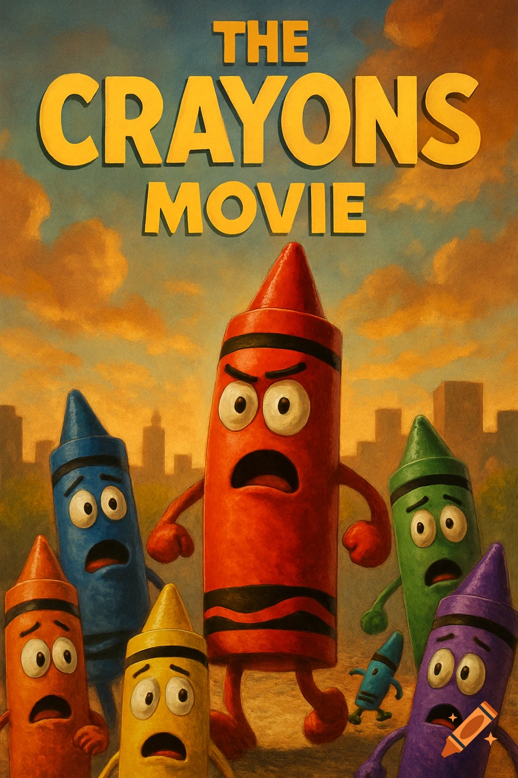 Movie poster titled THE CRAYONS MOVIE featuring scared anthropomorphic ...